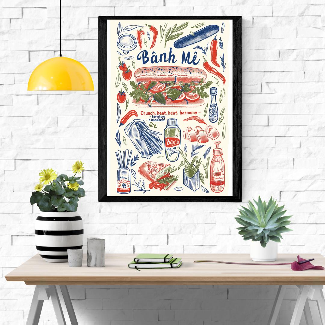 Banh Mi Art Print Banh Mi Poster Vietnamese Food Print Food Art ...