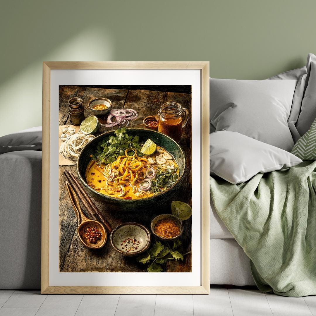 Khao Soi Poster – Thai Northern Curry Noodles Wall Art, Chiang Mai ...