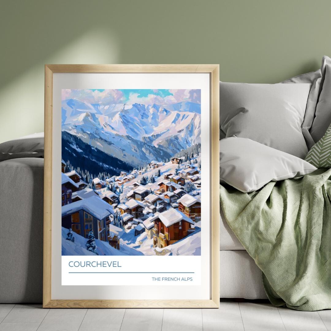 Courchevel Poster – French Alps Ski Resort Wall Art, Winter Mountain ...
