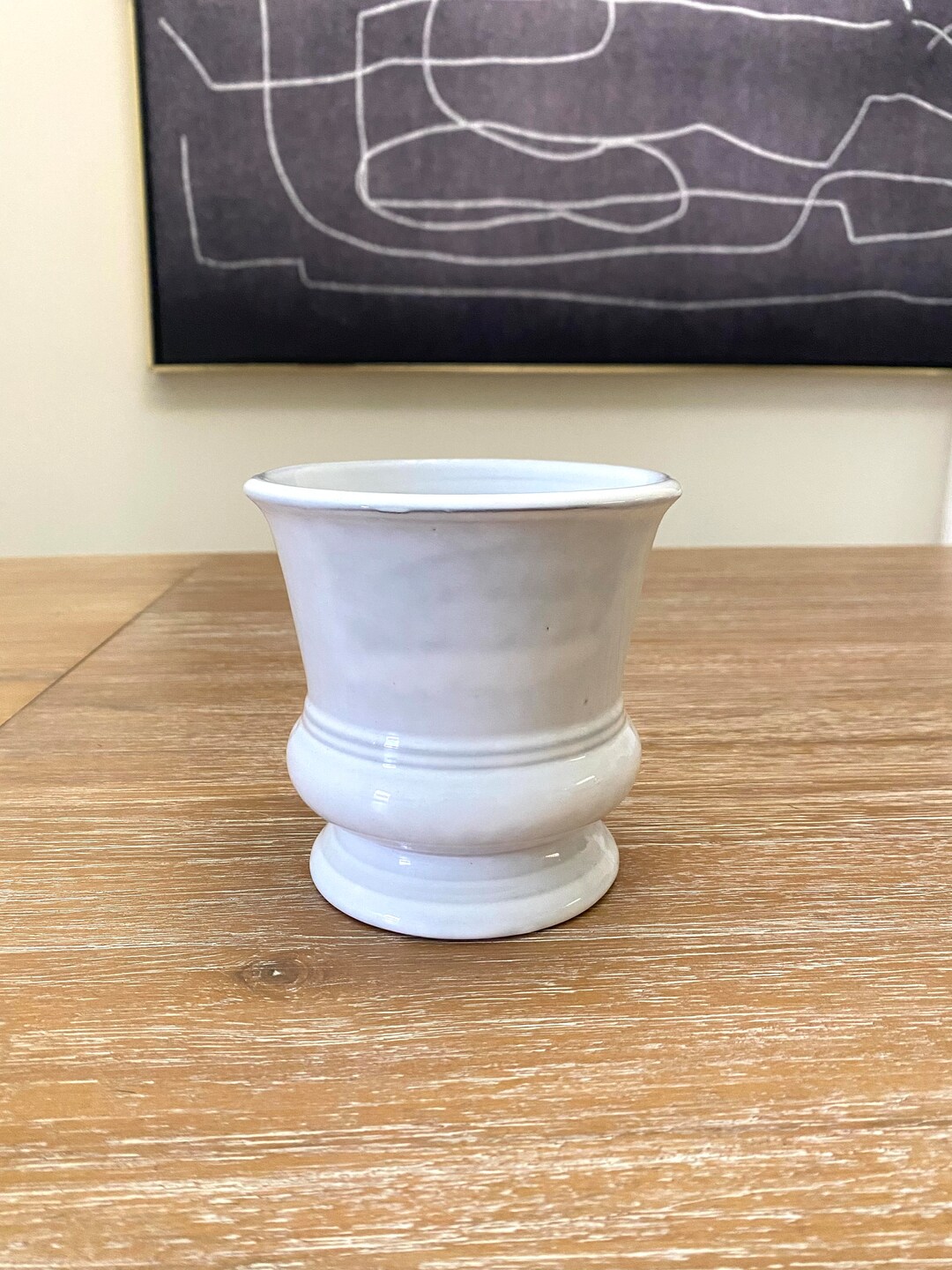 Rustic Minimalist White Gray Cachepot/ Vintage Sur La Table Portugese ...