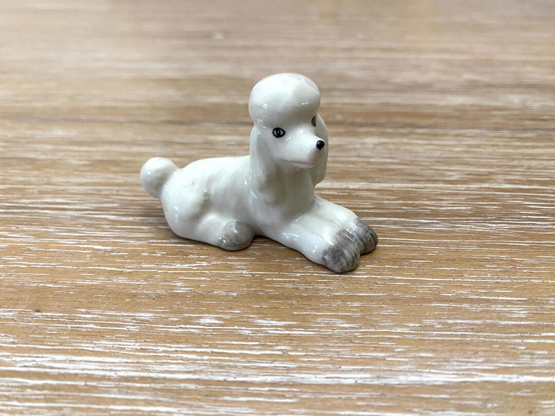 Vintage Miniature Dollhouse Poodle Sculpture Figurine/ Ceramic Mini Dog ...