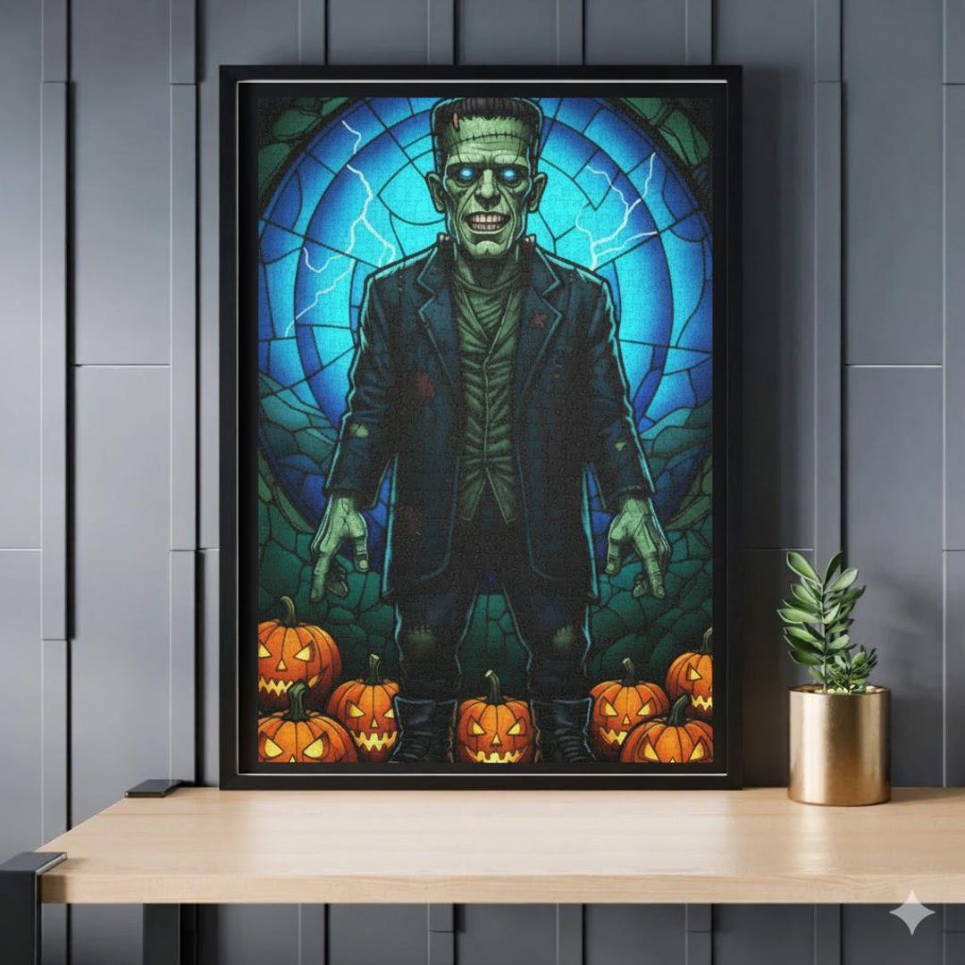 Stained Glass Frankenstein Jigsaw Puzzle - Etsy