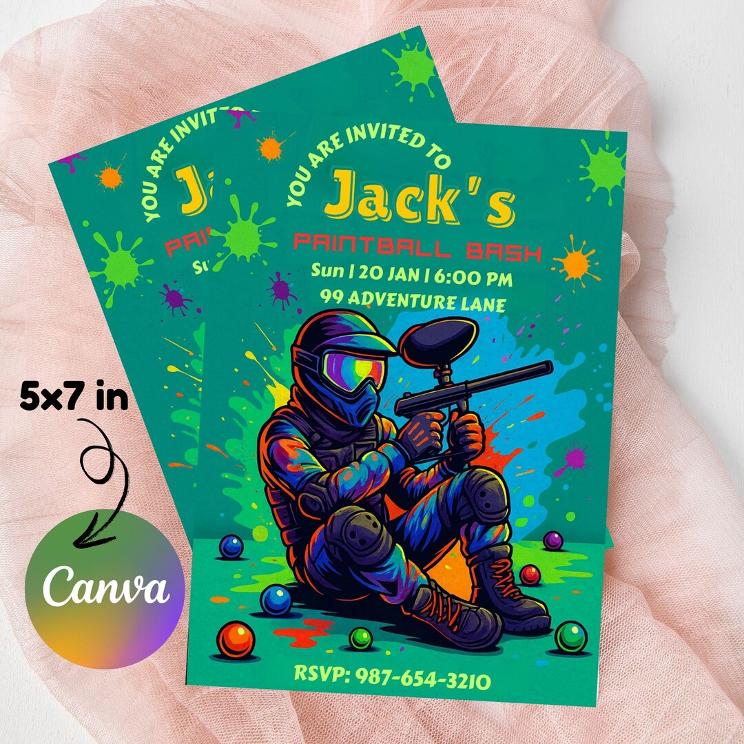 Editable Paintball Birthday Invitation Template (digital Download) - Etsy