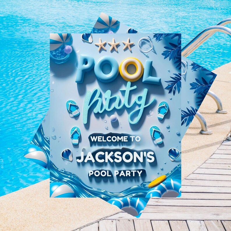 Editable Pool Party Welcome Sign: Custom Summer Decor (16x20, Digital ...