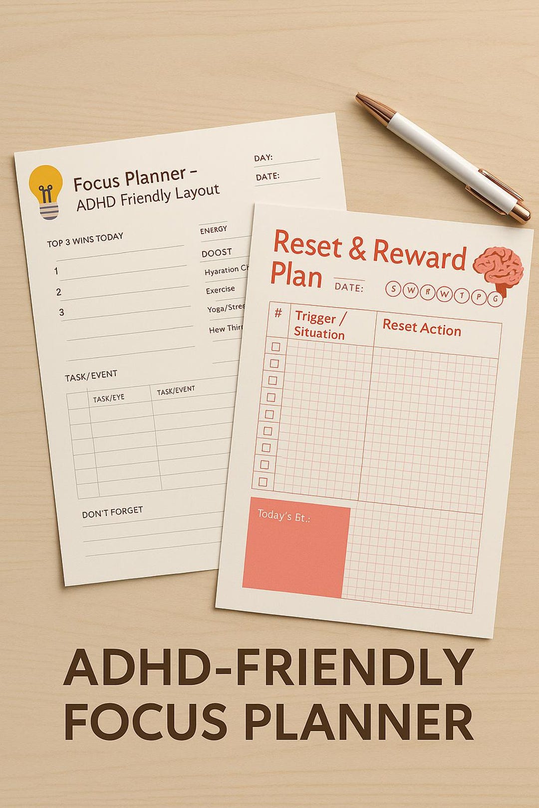 ADHD Daily Planner Printable – Focus & Reset Tool for Executive ...