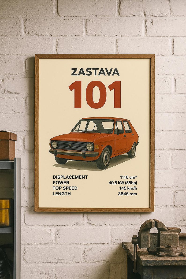 Zastava 101 Poster: Retro Yugoslav Car Art, Garage Decor (digital ...