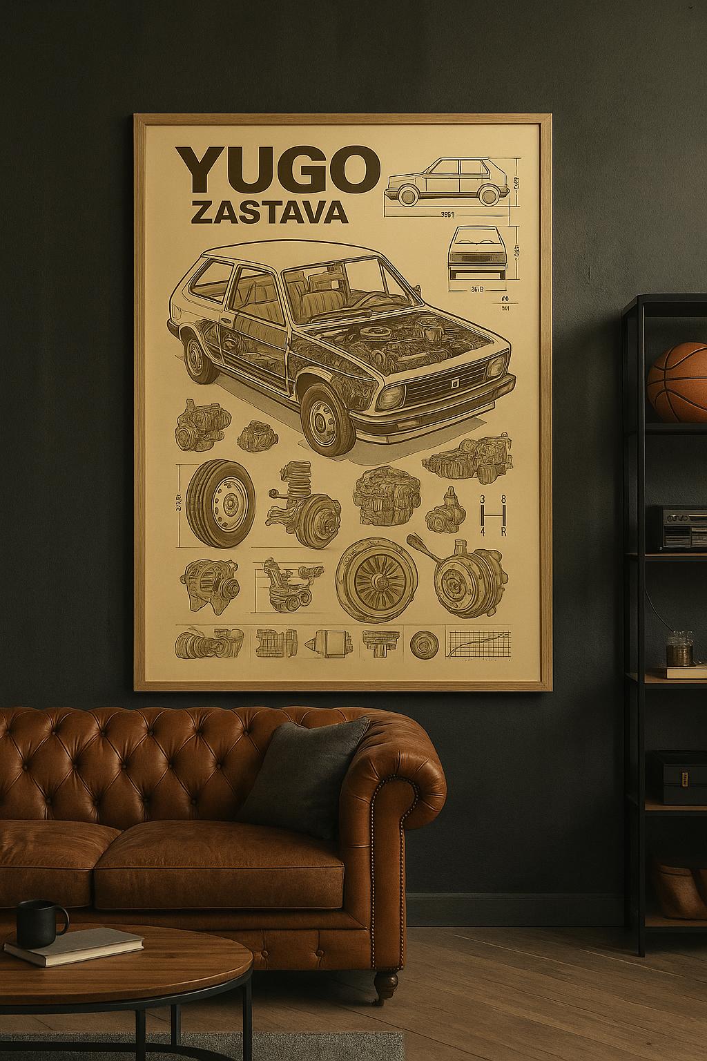 Yugo Zastava Cutaway Technical Poster – Vintage Car Diagram Wall Art ...