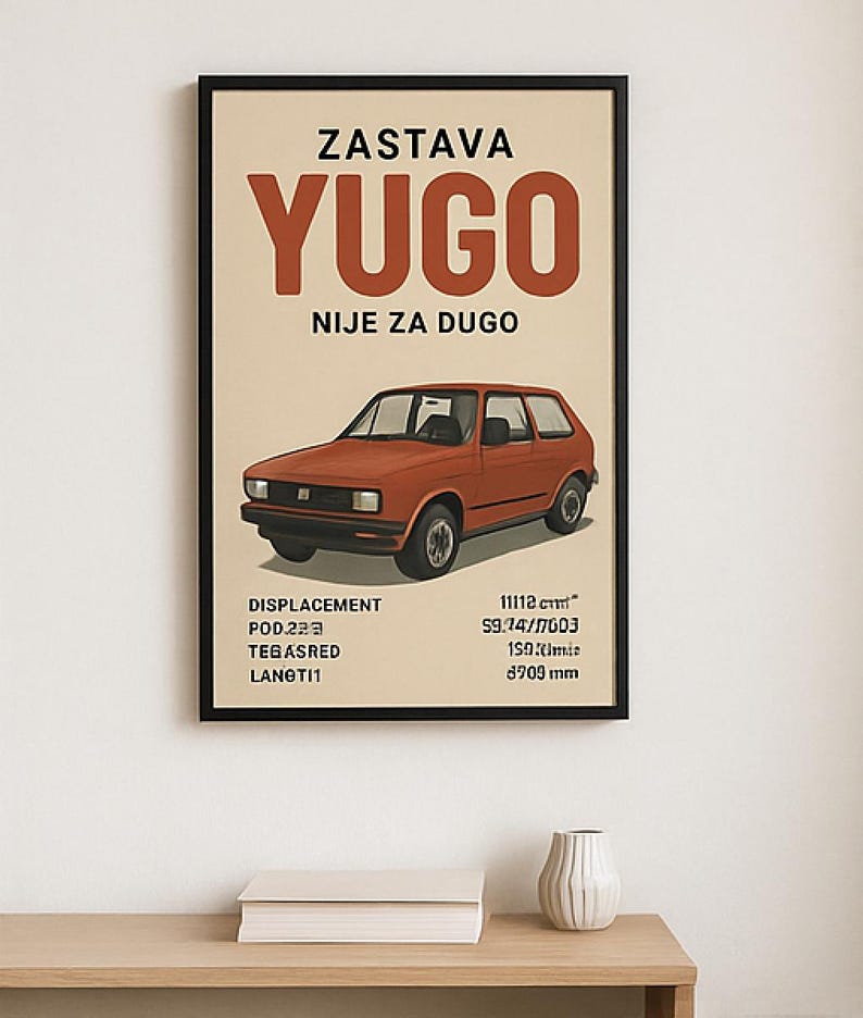Yugo Zastava - Yugoslavia Retro Car Poster - Etsy