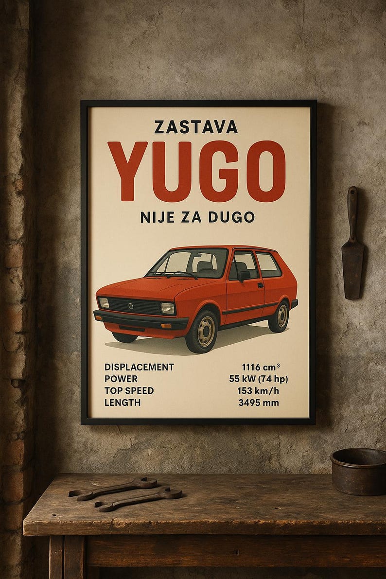 Yugo Zastava - Yugoslavia Retro Car Poster - Etsy