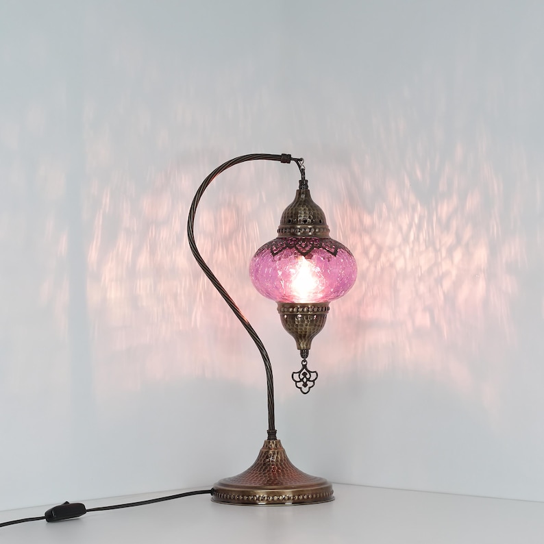 Turkish Bedside Lamp With Cracked Glass & Laser Cut Design – Night ...