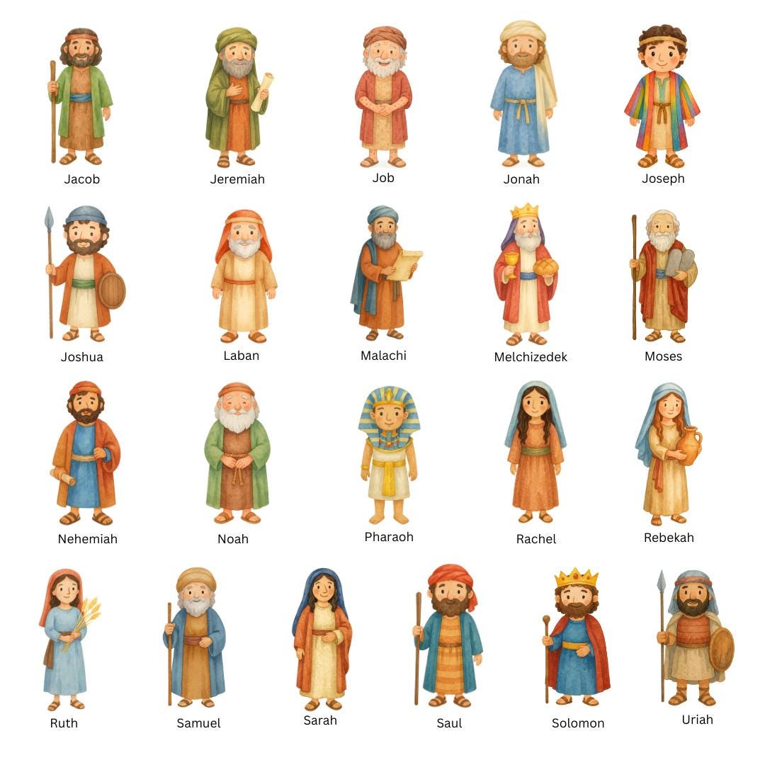 Old Testament Clipart: Watercolor Biblical Characters PNG - Etsy
