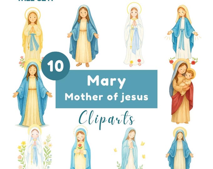 Virgin Mary Clipart,bundle 11 High Quality Png,holy Mary,printable ...