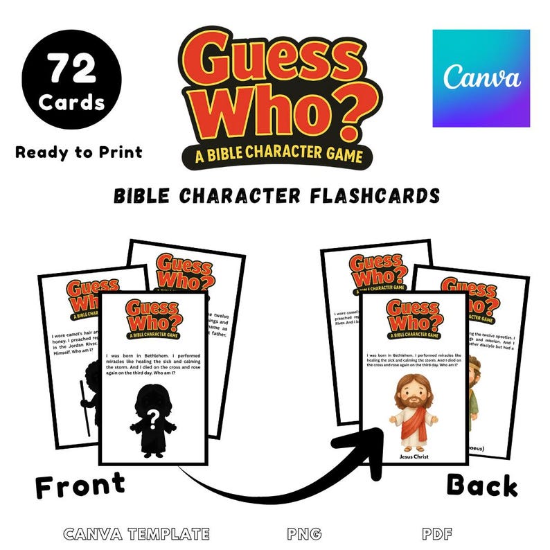 Bible Character Game: Printable Flashcards (PDF) - Etsy