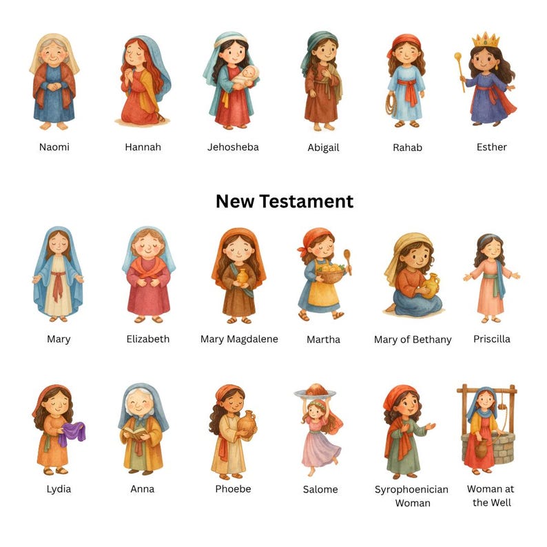 Watercolor Women of the Bible Clipart: Christian PNG Collection ...