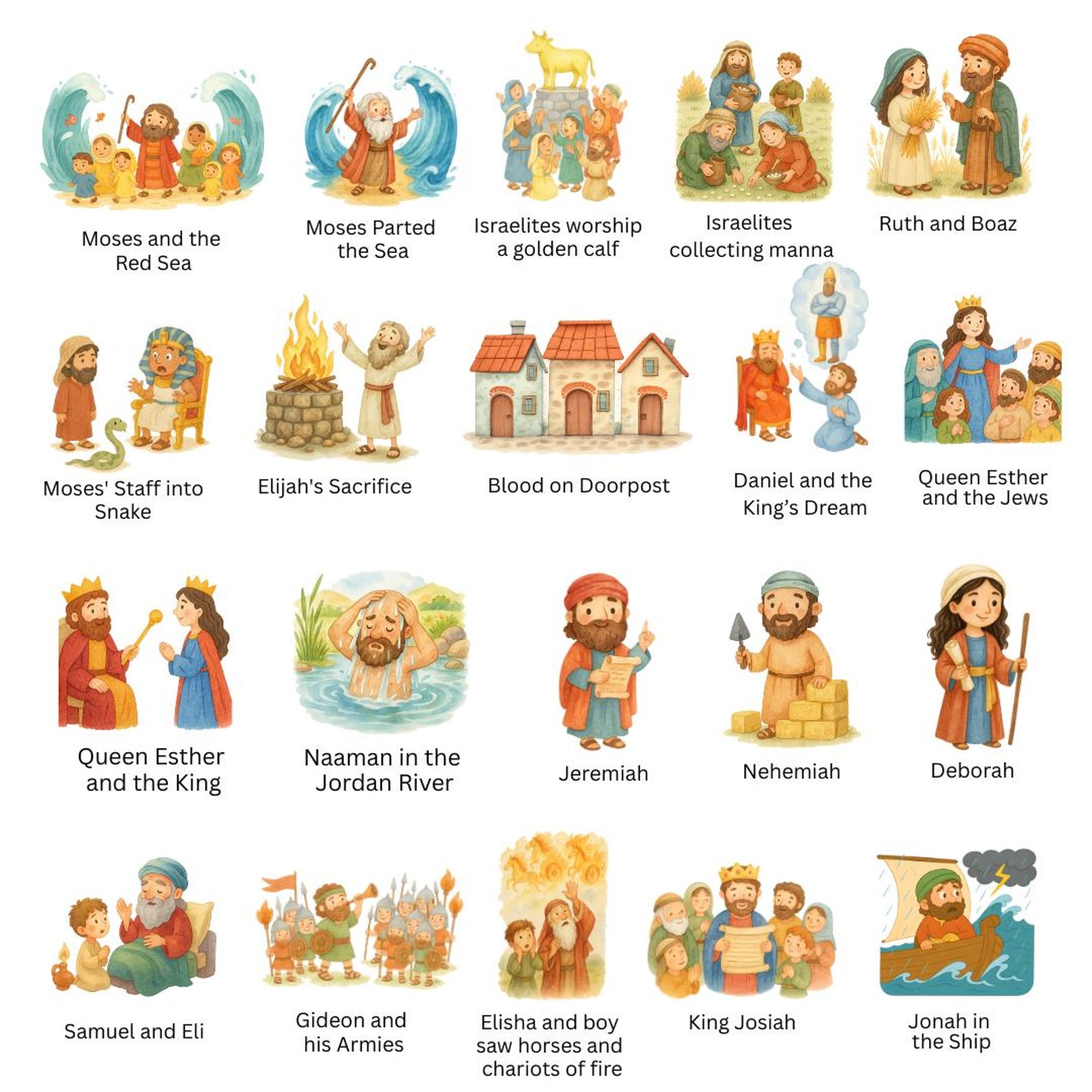 Old Testament Watercolor Clipart: Biblical Characters PNG - Etsy