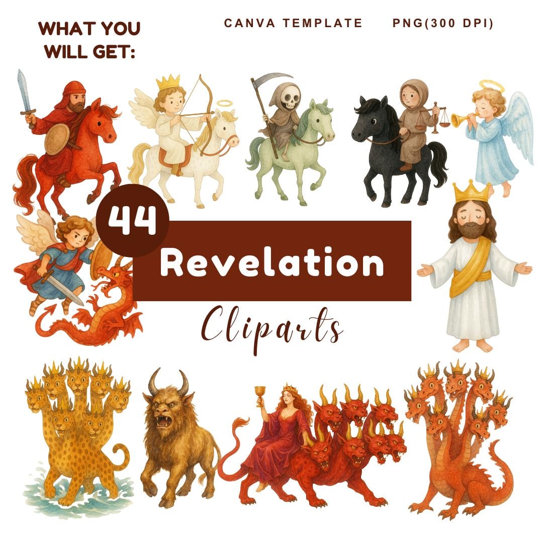 Revelation Bible Clipart – Whimsical Watercolor Christian Art (PNG ...