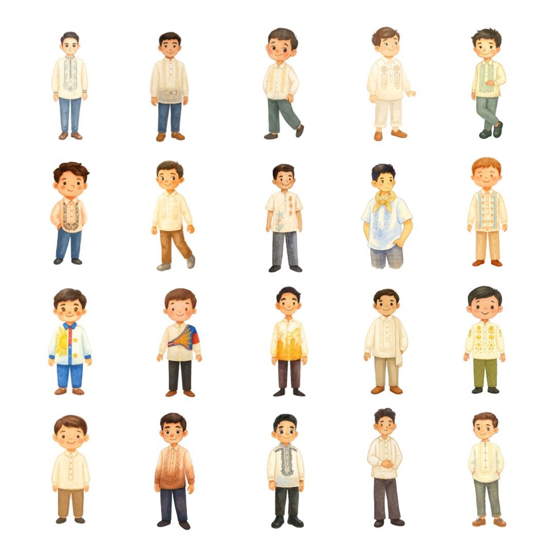 Filipino Traditional Clothes Clipart Collection: Baro't Saya, Barong ...