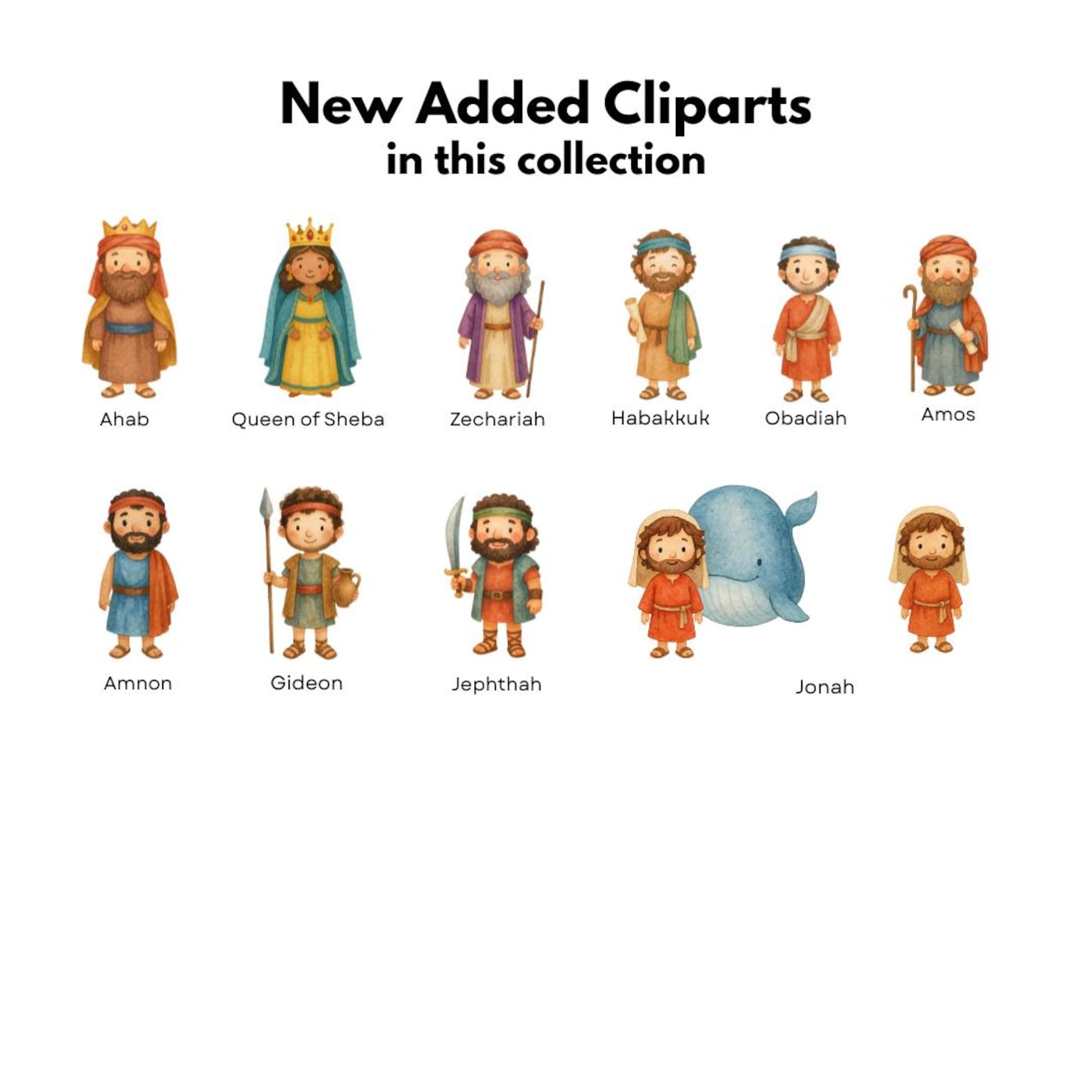 NEW | Old Testament Clipart: Watercolor Biblical Characters PNG - Etsy