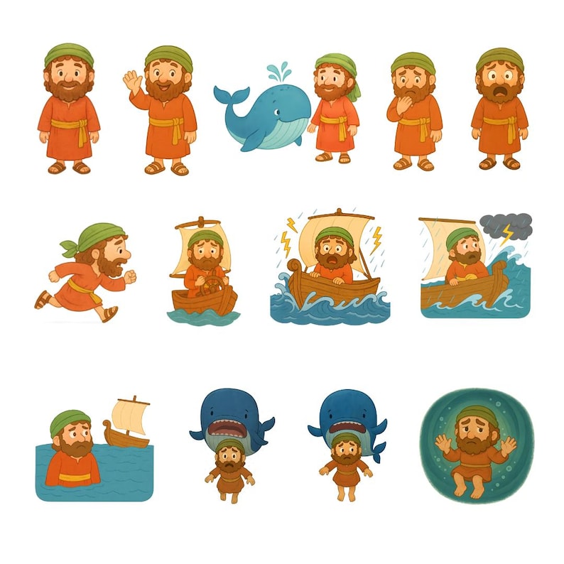 Jonah and the Blue Whale Cliparts, Jonah and Great Fish Illustration ...