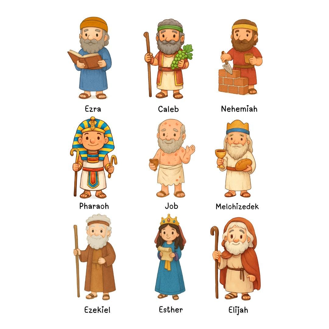 Cute Old Testament Clipart Watercolor Biblical Characters Christian PNG ...