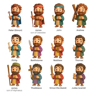 12 Apostles Clipart: 3D Cartoon Christian Illustration (PNG Download ...
