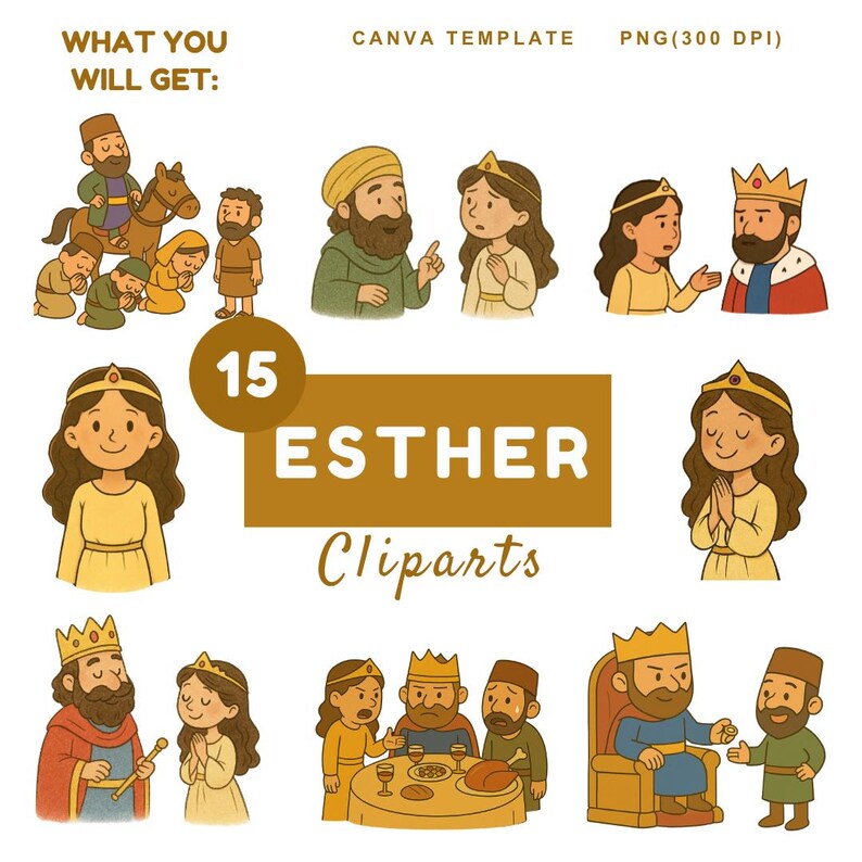 Esther Clipart Bundle, Jewish Woman, Queen of Persia, Book of Esther ...