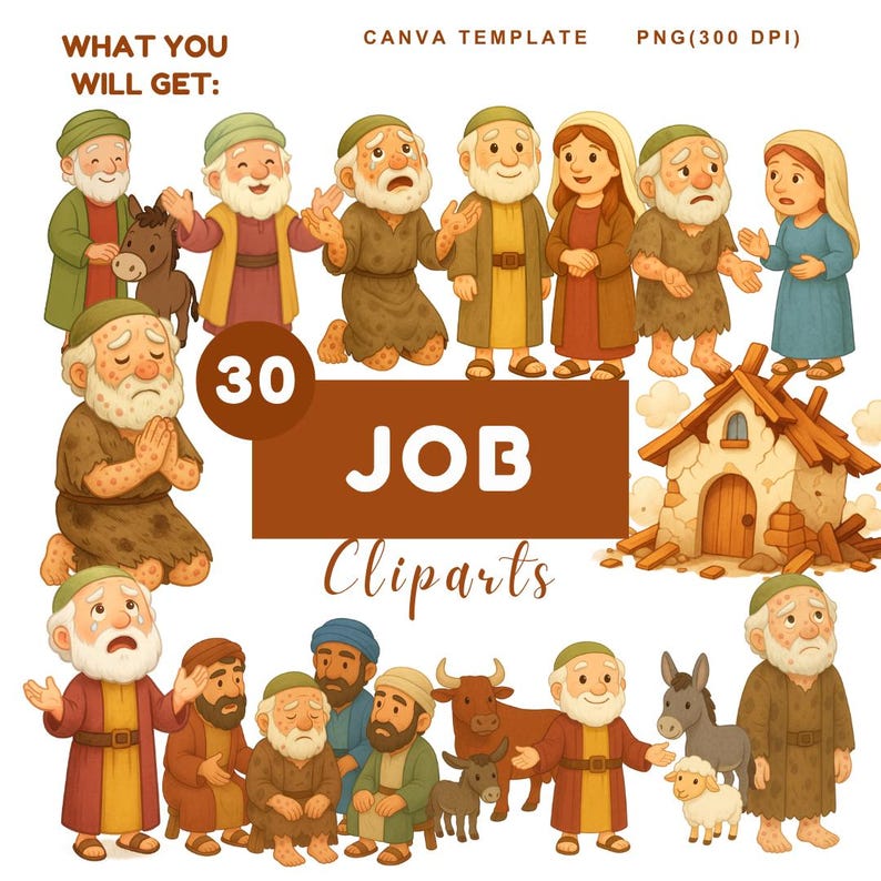 Job Bible Story Clipart: Watercolor Christian Art (digital Download) - Etsy