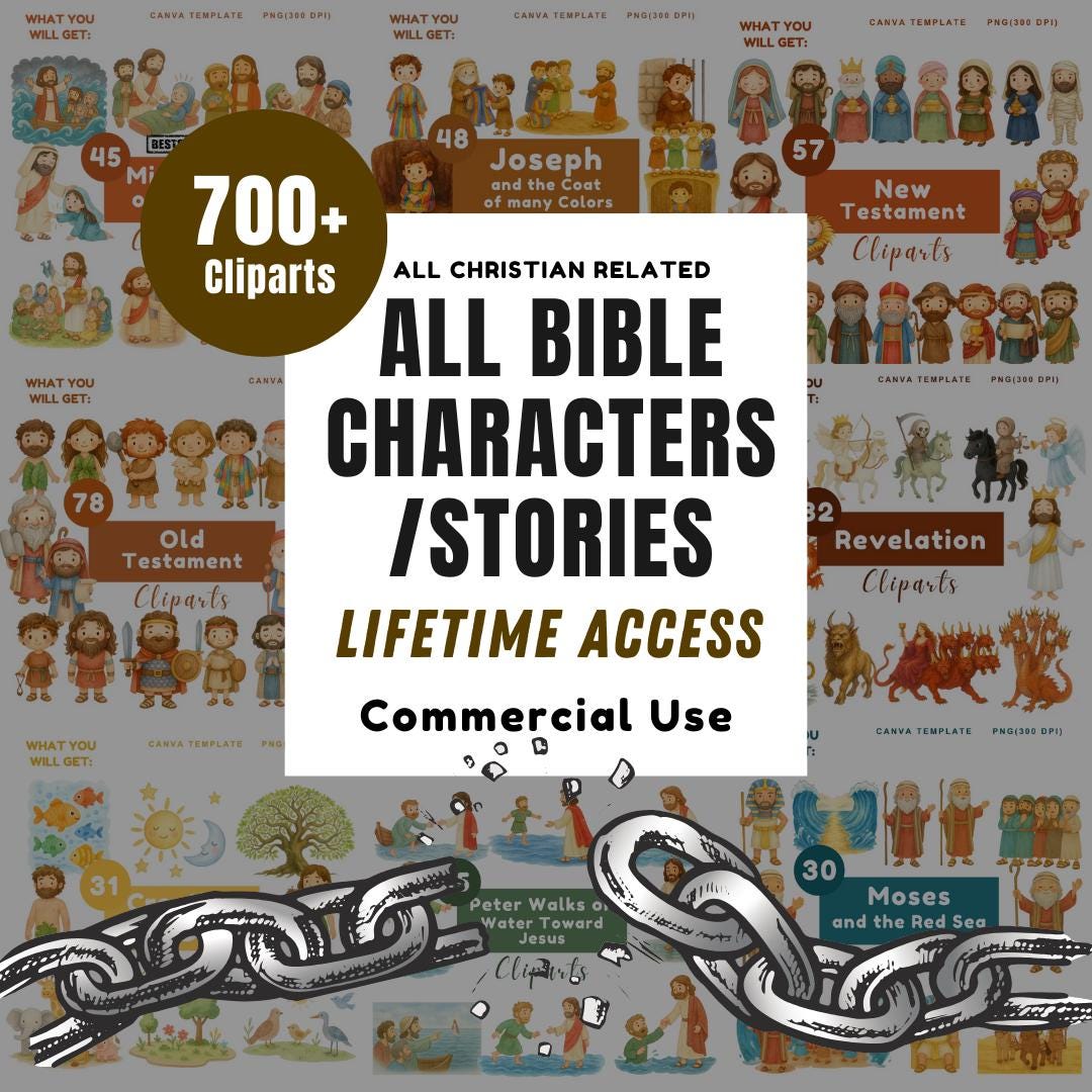 ALL Bible Stories and Bible Characters Clipart Bundle: 700+ Christian ...