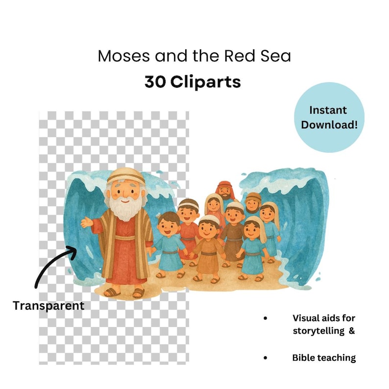 Moses and the Red Sea Clipart Bundle: Bible Story Illustrations ...
