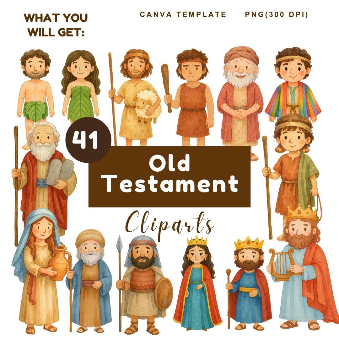 Old Testament Clipart: Watercolor Biblical Characters PNG - Etsy