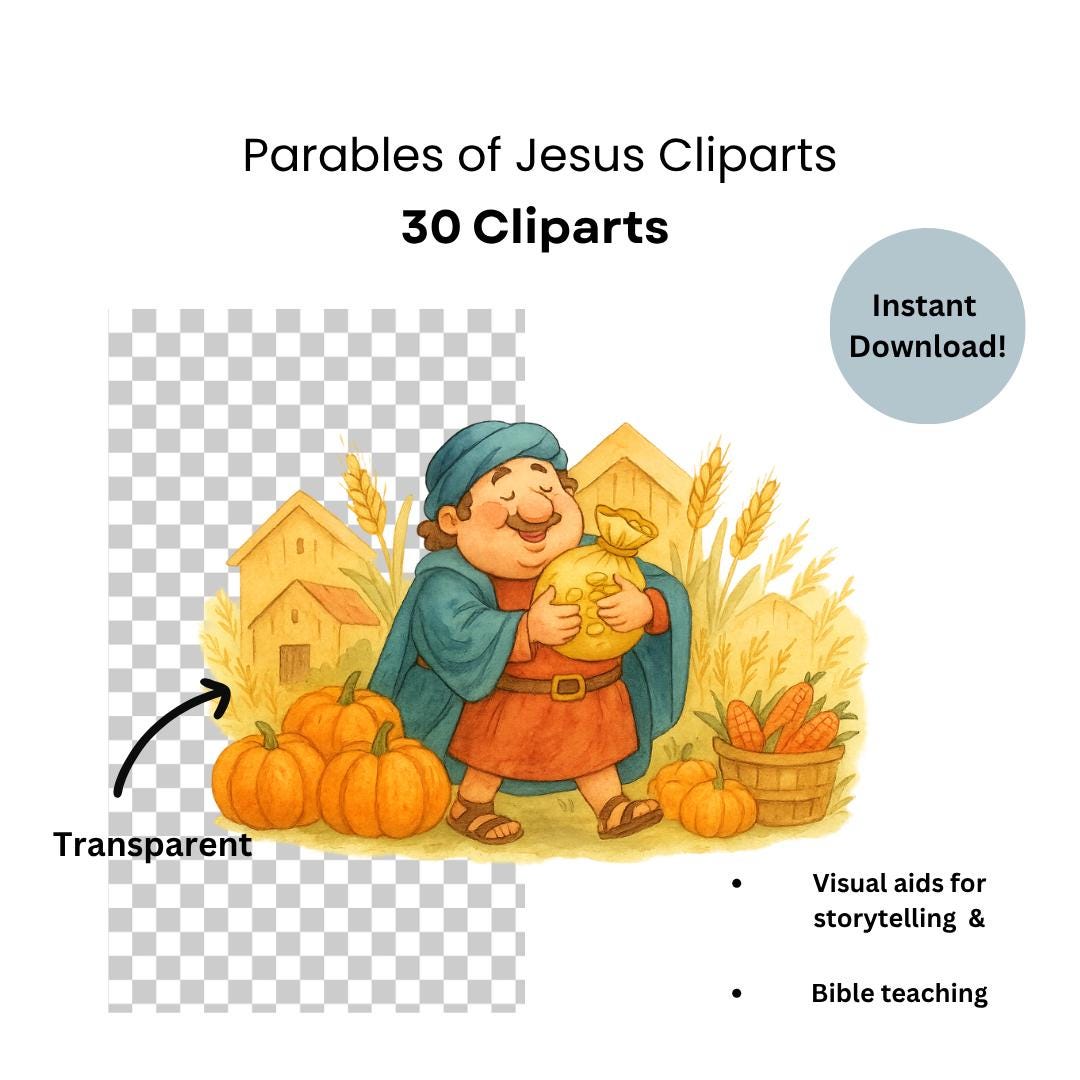 Parables of Jesus Clipart Bundle: Watercolor Bible Story Illustrations ...
