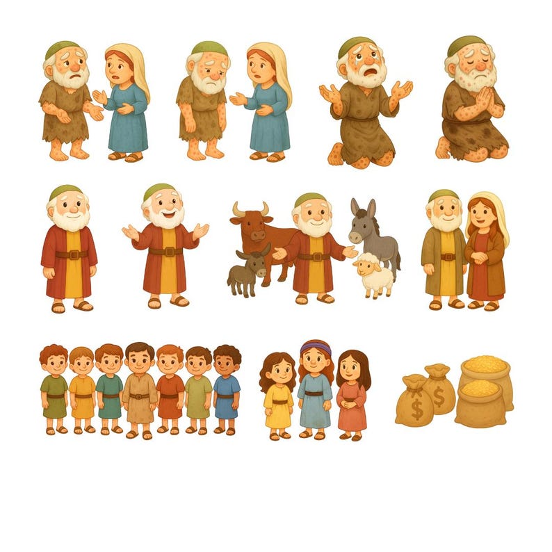 Job Bible Story Clipart: Watercolor Christian Art (digital Download) - Etsy