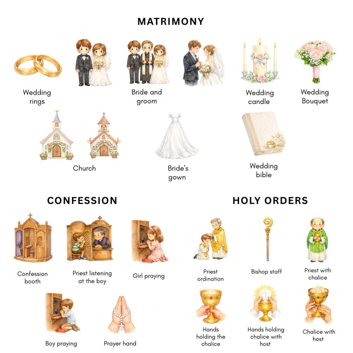 Seven Sacraments Cliparts PNG - Baptism, Communion, Confirmation ...