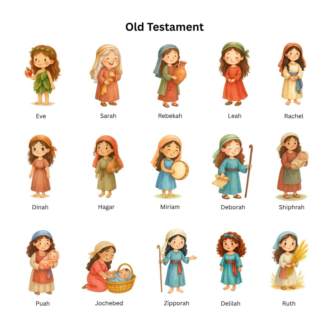 Watercolor Women of the Bible Clipart: Christian PNG Collection ...