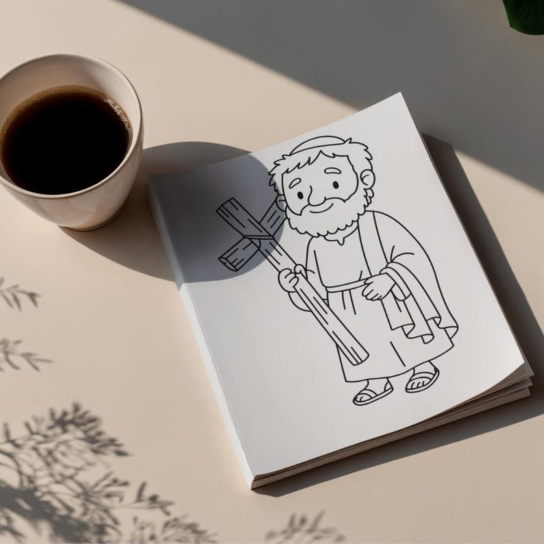 12 Apostles Drawing for Coloring Page Book: Cartoon Christian Bible ...