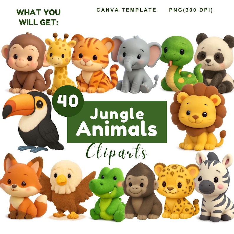 Jungle Animal Clipart, Safari Animal Clipart, Wild Animal Clipart ...