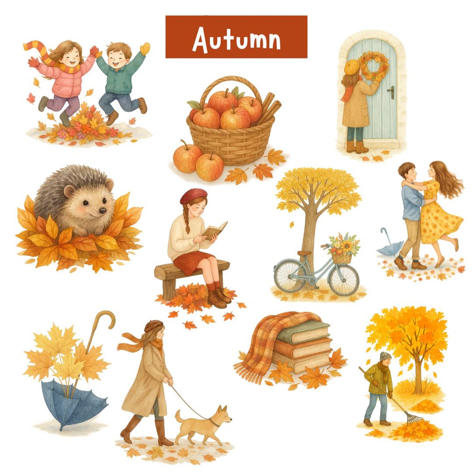 Watercolor Four Seasons Clipart Bundle: Seasonal Graphics (PNG, Canva ...
