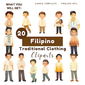Filipino Traditional Clothes Clipart Collection: Baro't Saya, Barong ...