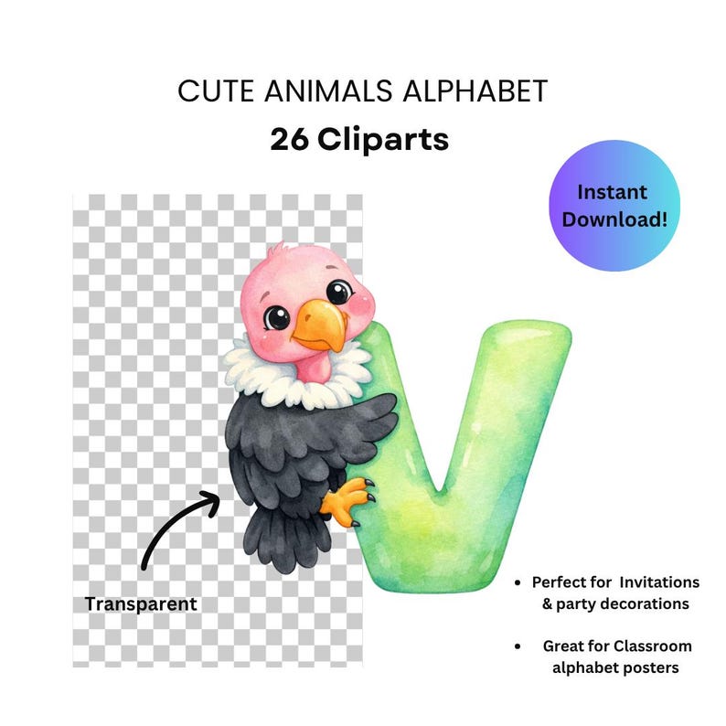 Woodland Animal Alphabet Clipart PNG – Watercolor ABC Letters, Nursery ...