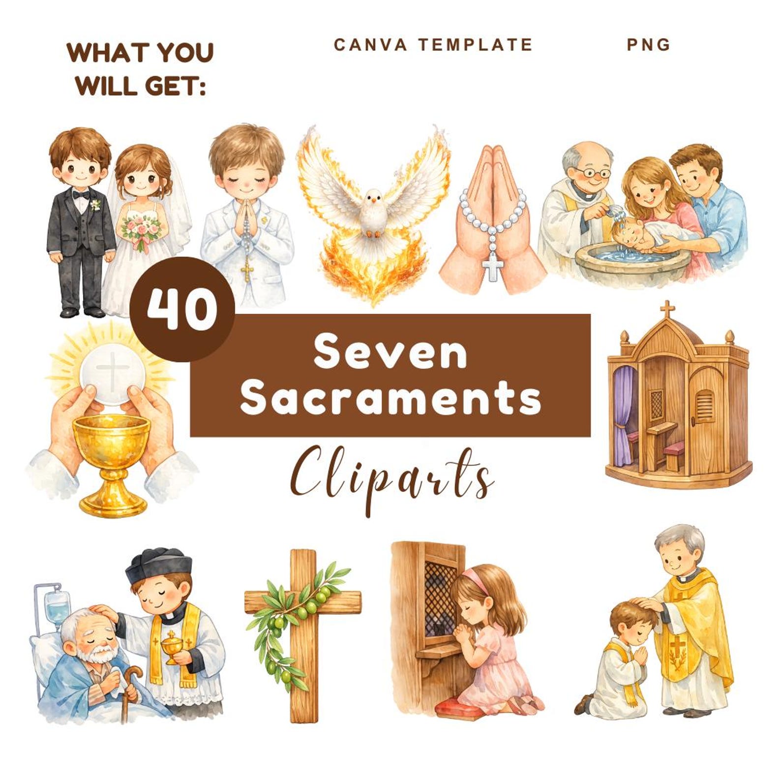 Seven Sacraments Cliparts PNG - Baptism, Communion, Confirmation ...