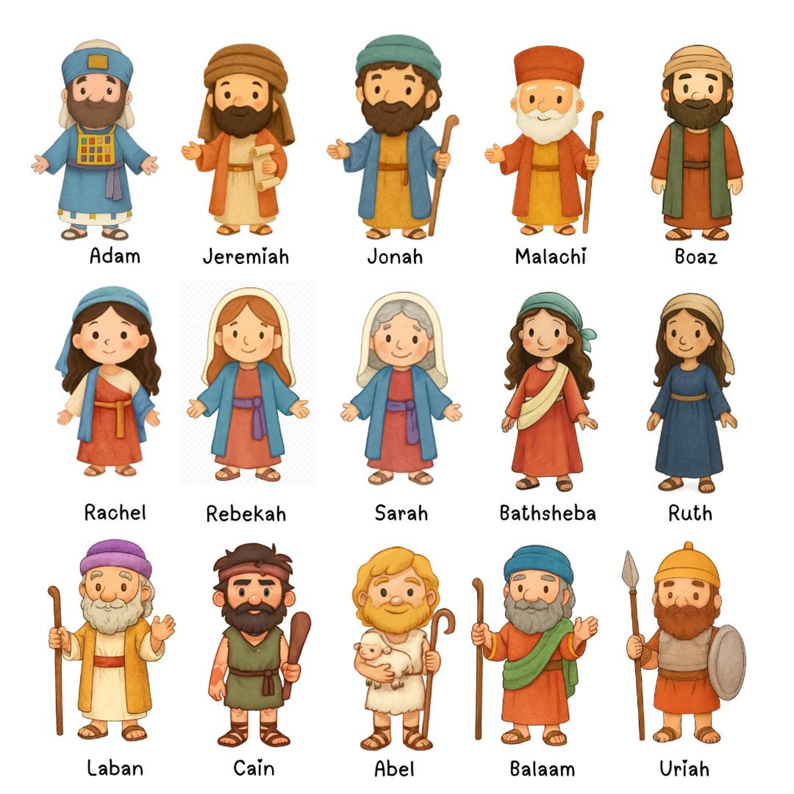 Cute Old Testament Clipart Watercolor Biblical Characters Christian PNG ...