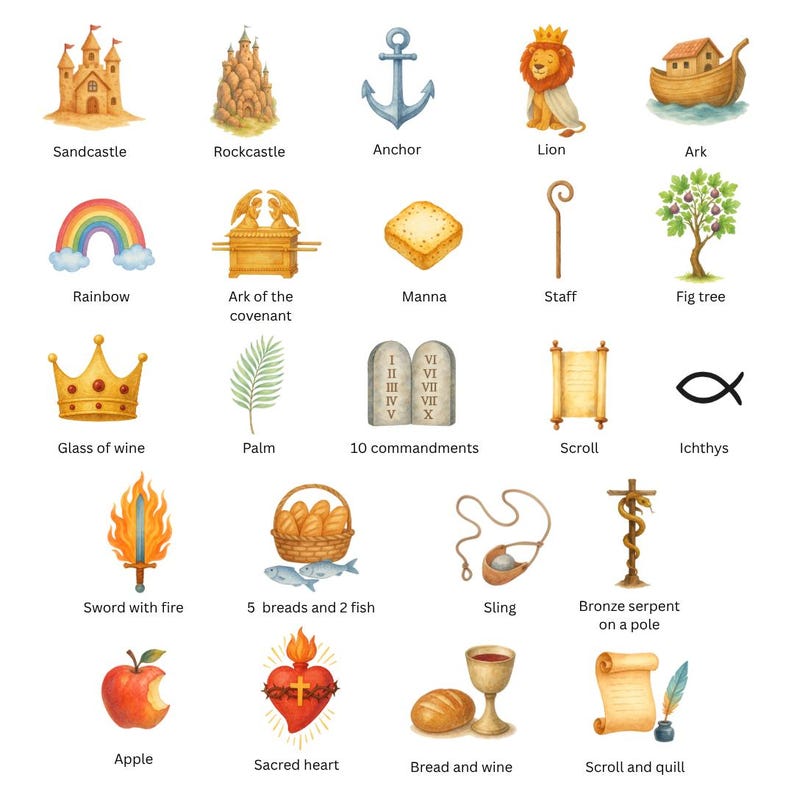 Christian Symbol Clip Art Bundle: Religious Bible Illustrations (PNG ...
