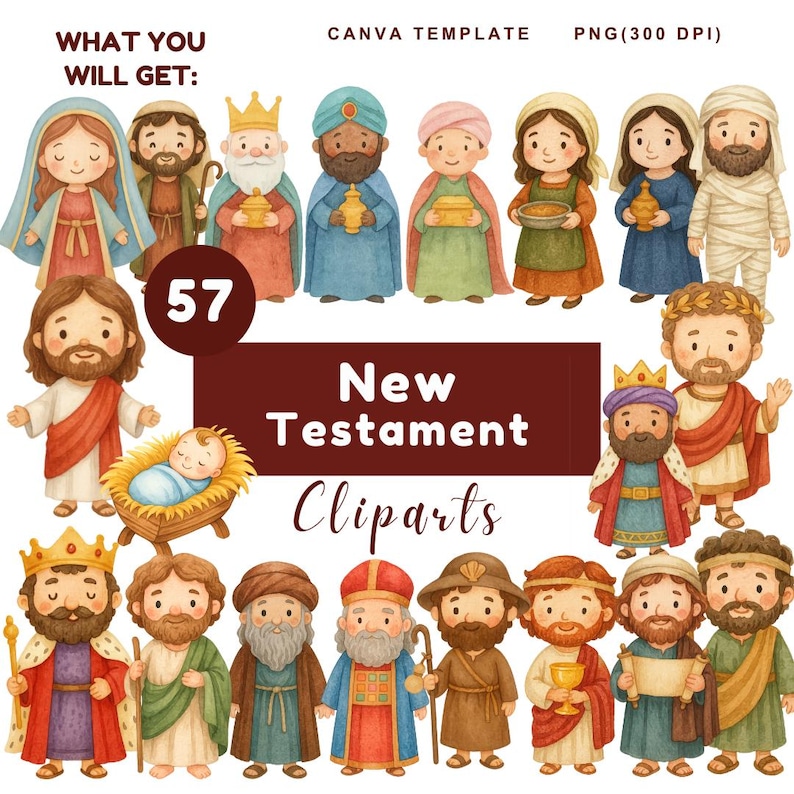 NEW | New Testament Clipart: Watercolor Biblical Characters PNG - Etsy