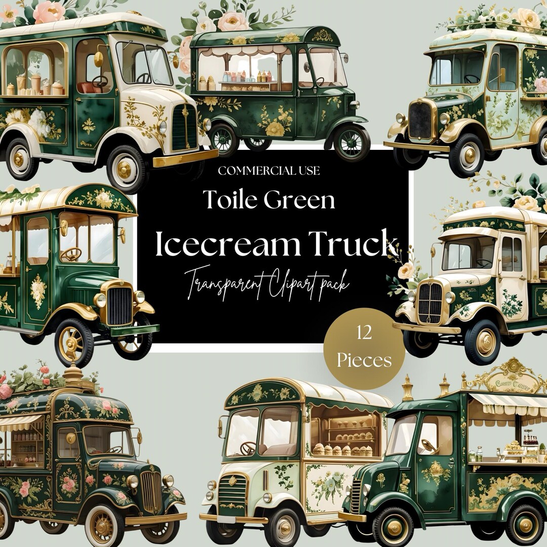 Vintage Travel Trunks, Emerald Green and Gold Ice Cream Trunk, Vintage ...