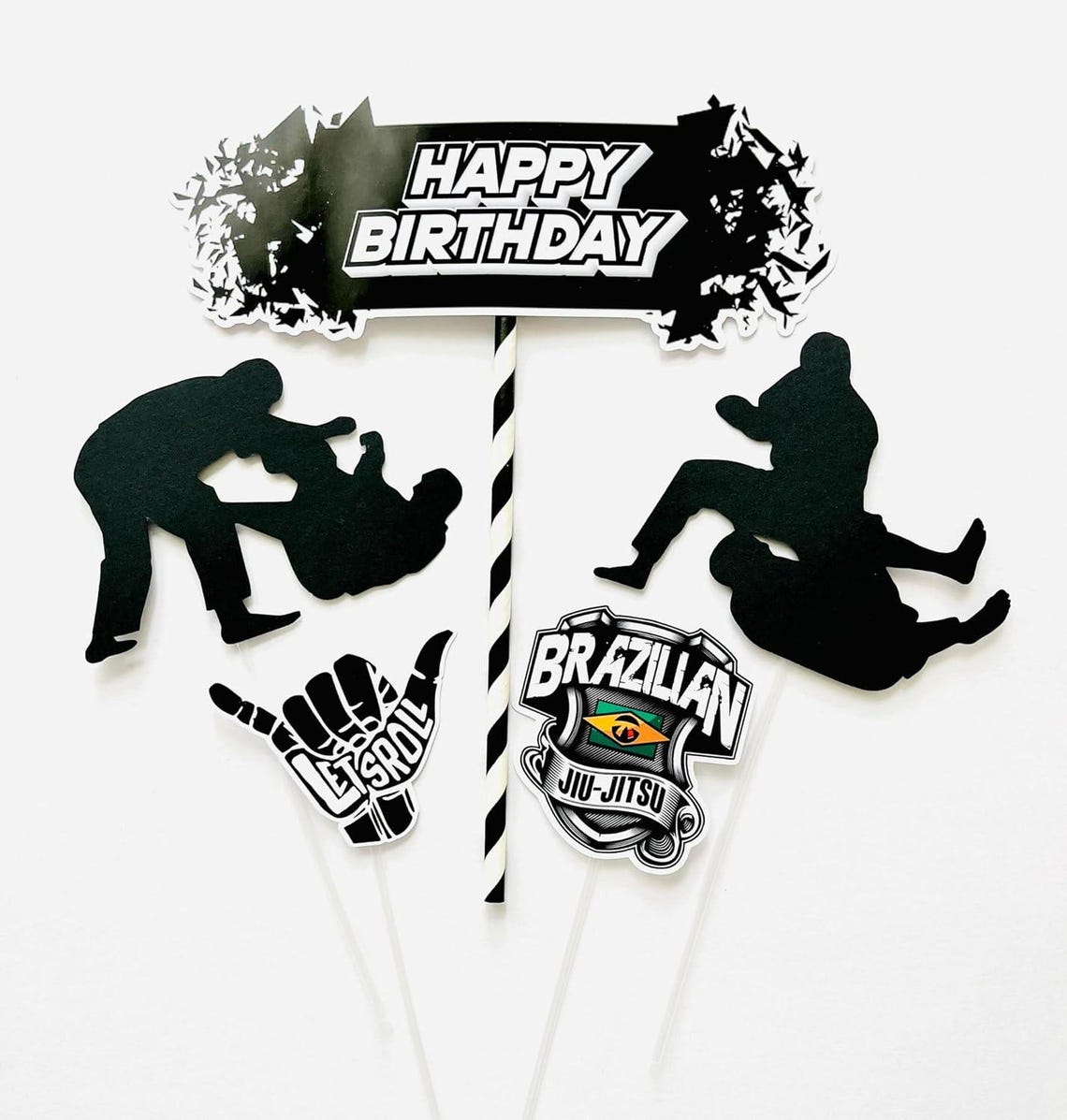 Happy Birthday Brazilian Jiu-jitsu Themed Cake Topper - Etsy