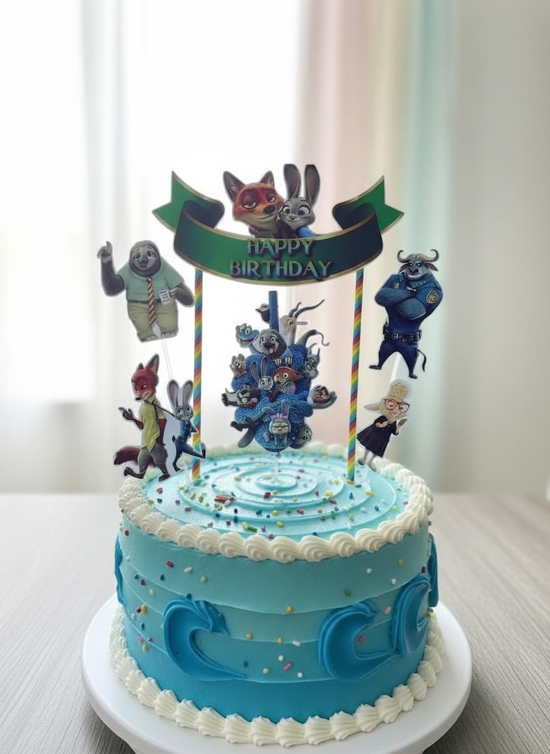 Happy Birthday Zootopia Themed Cake Topper - Etsy