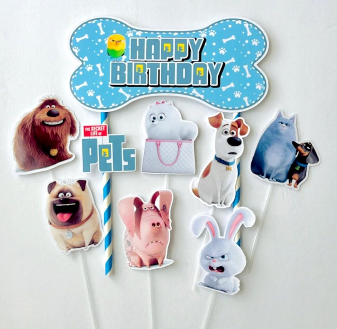 Happy Birthday Life of Pets Themed Cake Topper - Etsy