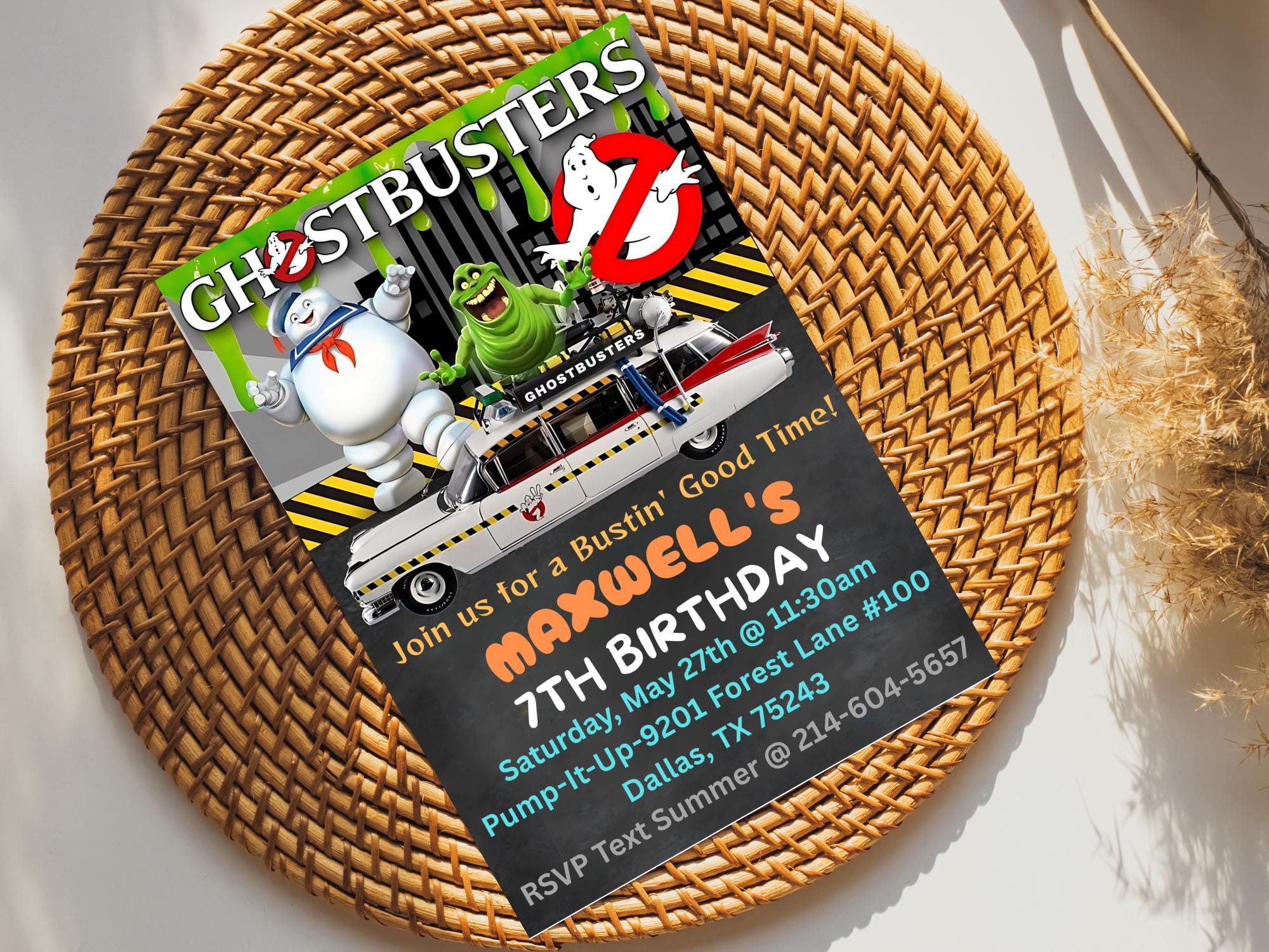 Editable Ghostbusters Birthday Invitation: Canva Template (instant ...