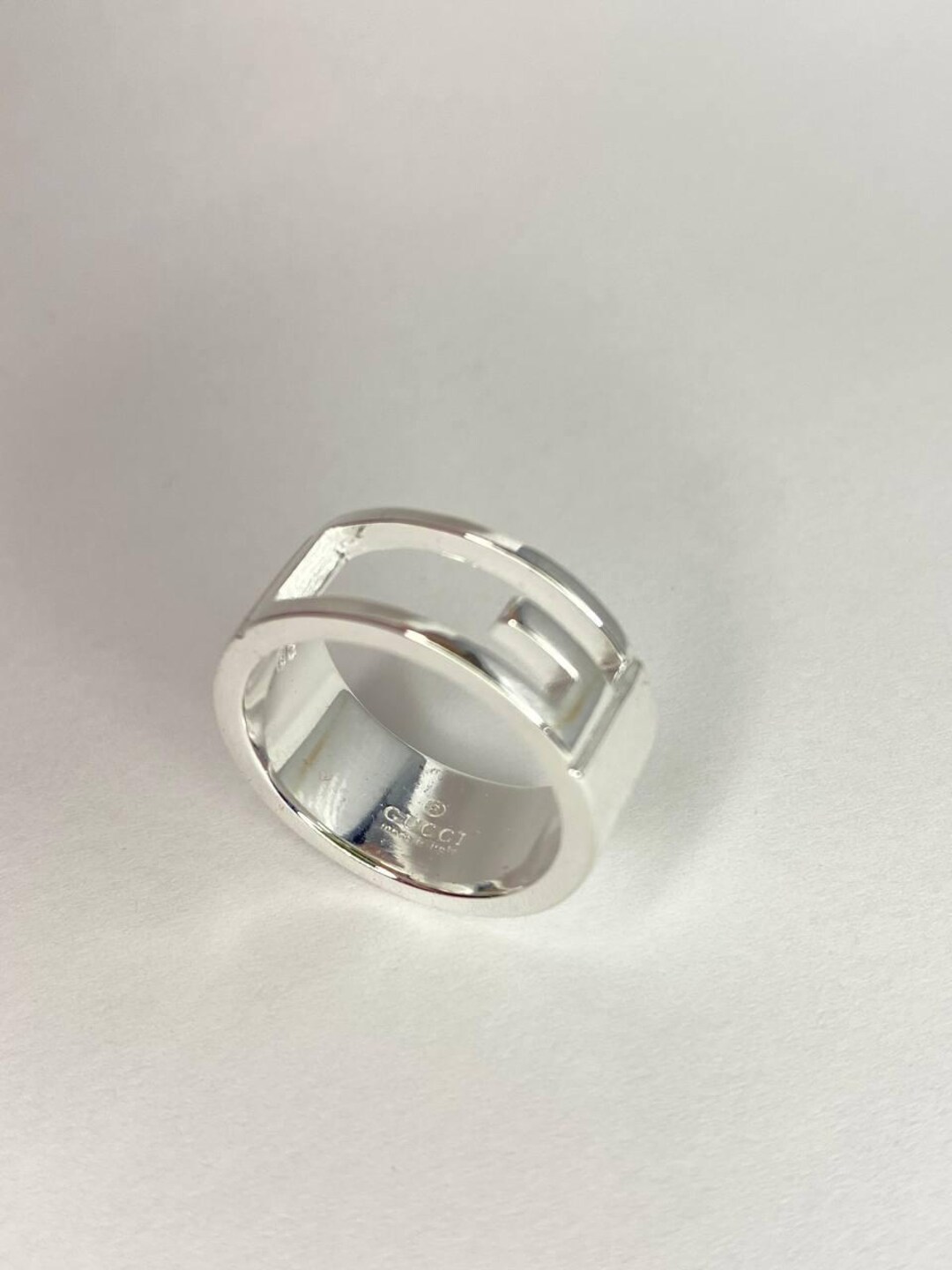 Vintage Authentic Gucci “G” Cut-out Ring in Sterling Silver Size 7 Made ...