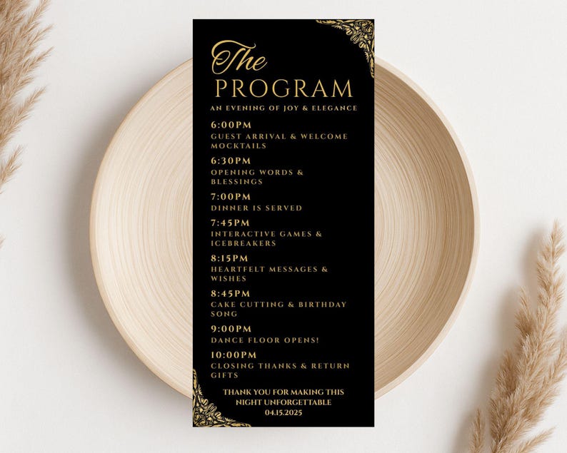 Editable Menu and Program Template, Wedding Menu, Birthday Party Menu ...